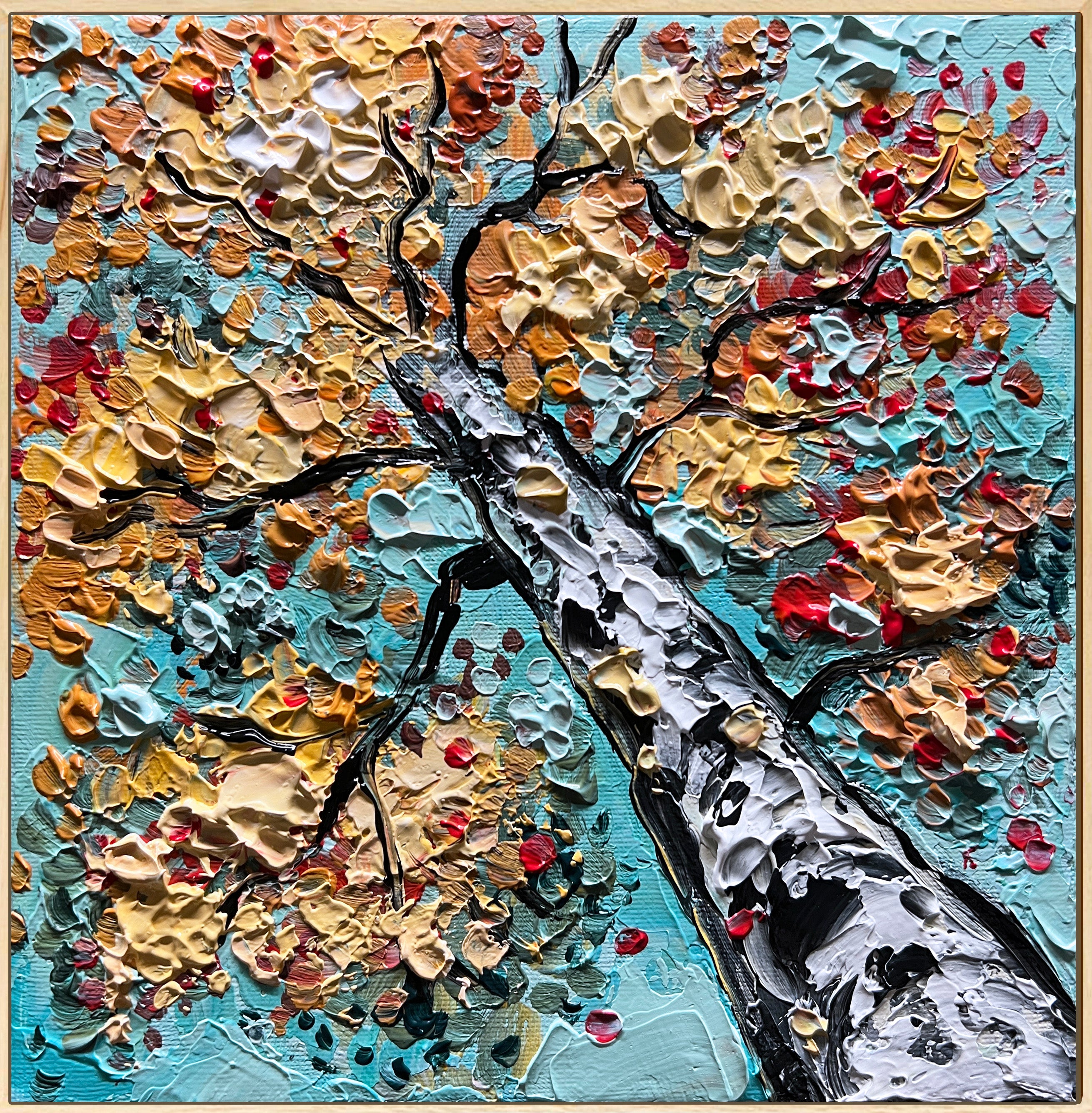 Spring Birch – Textured Birch Tree Painting in Warm Autumn Colors ...